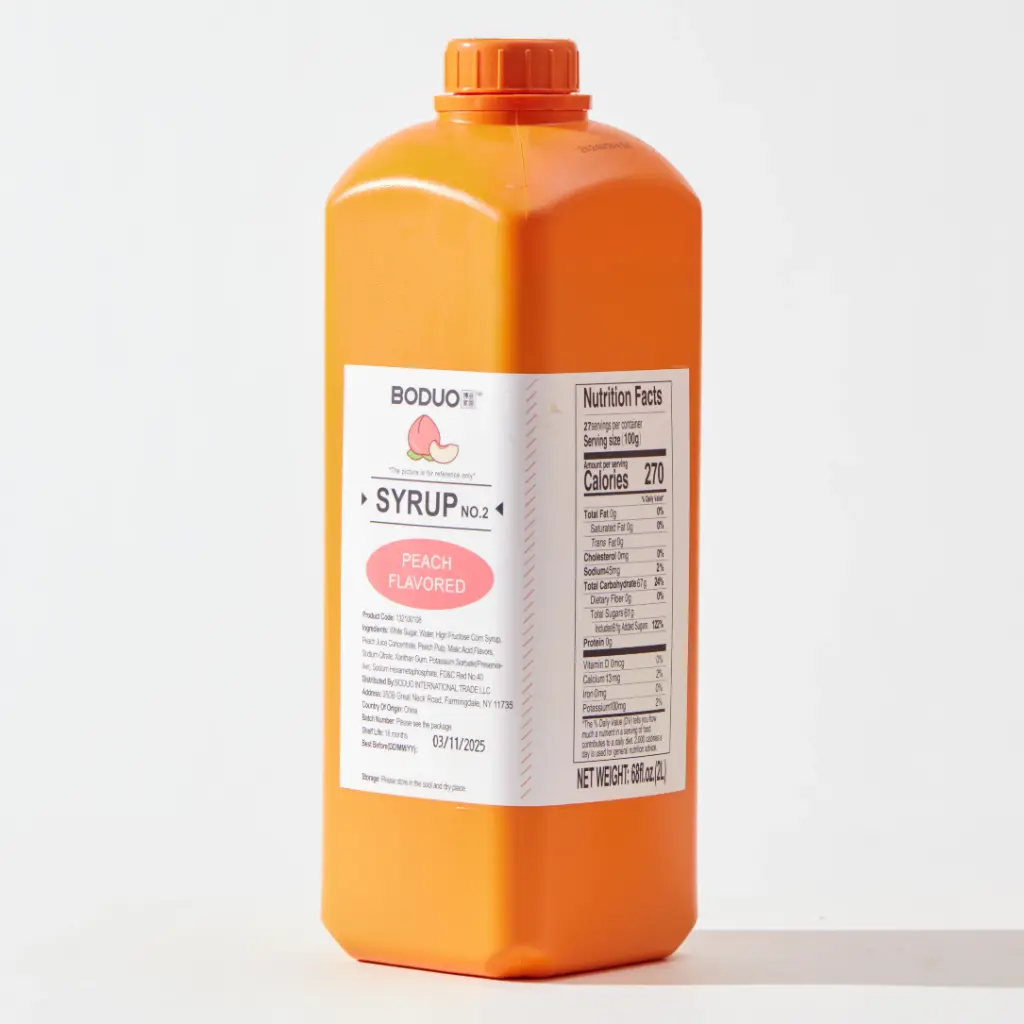 PEACH SYRUP |水蜜桃味糖浆 | 6lbs × 8 bottles / Carton | Boduo